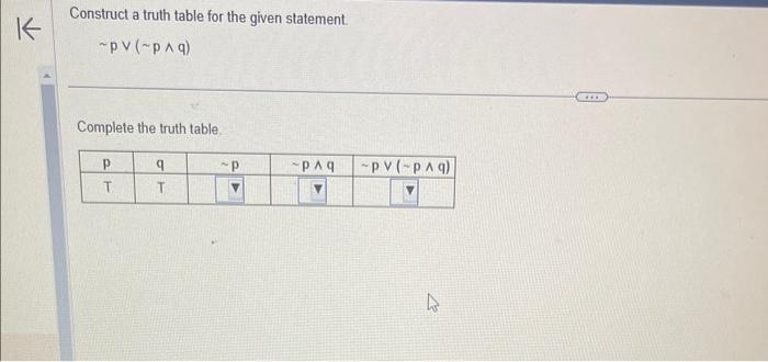 Solved Construct a truth table for the given statement. | Chegg.com