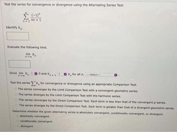 Solved Test the series for convergence or divergence using | Chegg.com