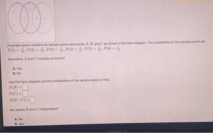 A sample space contains six sample points and events | Chegg.com