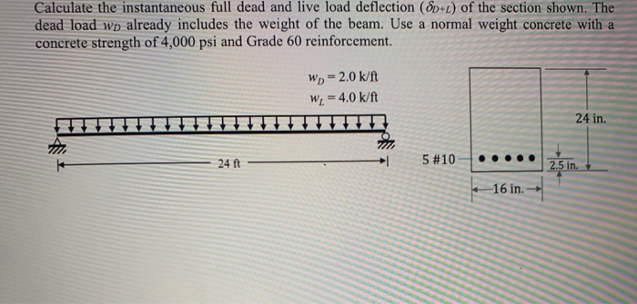 Solved Calculate the instantaneous full dead and live load | Chegg.com