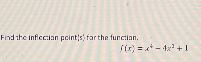 Solved Find the inflection point(s) for the function. | Chegg.com