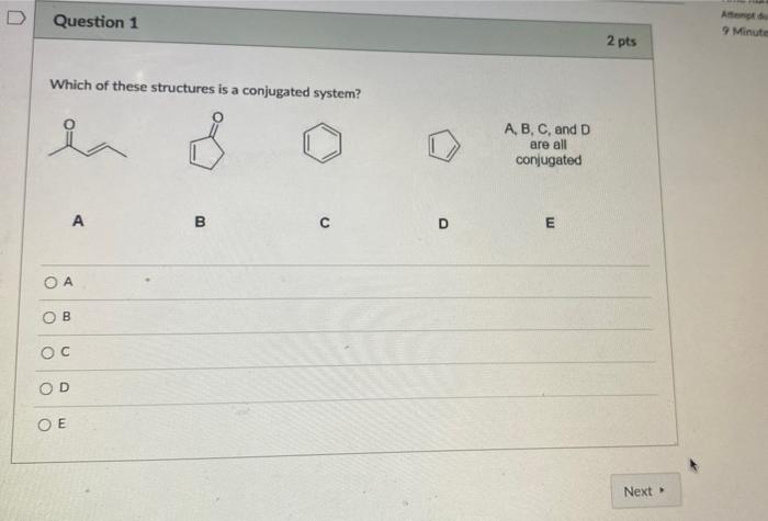 Solved Question 1 Which of these structures is a conjugated | Chegg.com