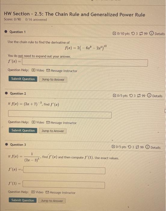 Solved HW Section - 2.5: The Chain Rule and Generalized | Chegg.com