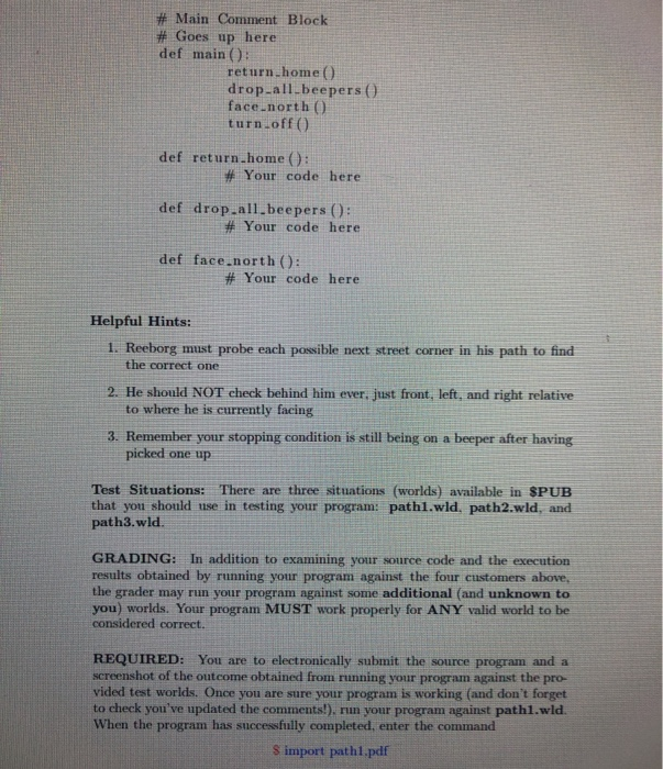 Background: Reeborg likes to take long meandering | Chegg.com