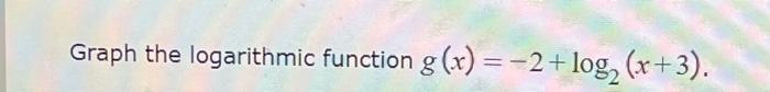 Solved Graph the logarithmic function \\( g(x)=-2+\\log | Chegg.com