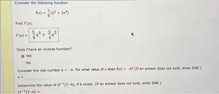 Solved Consider the following function. f(x)=81(x5+2x3) Find | Chegg.com | Chegg.com