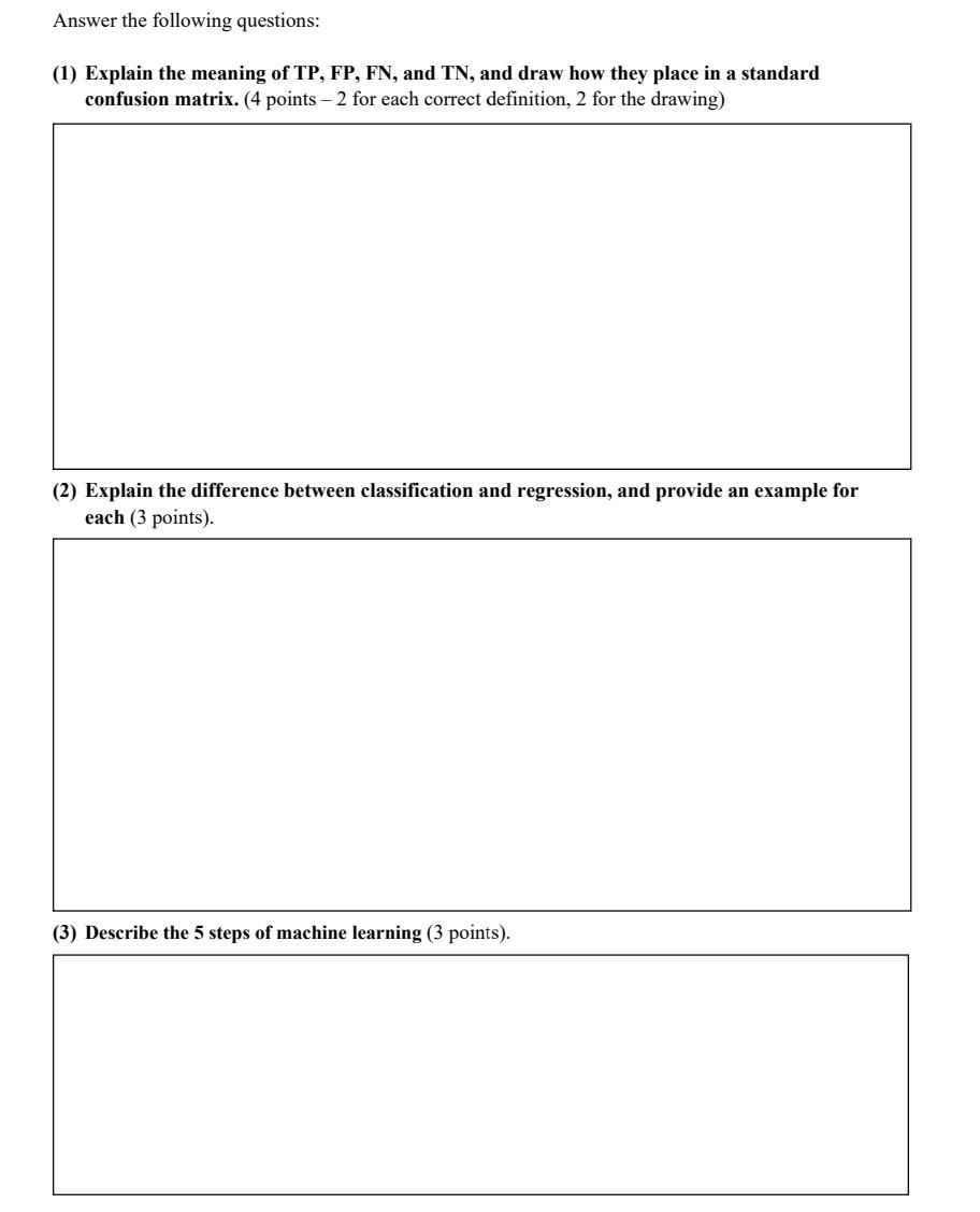 (1) Explain the meaning of TP, FP, FN, and TN, and | Chegg.com