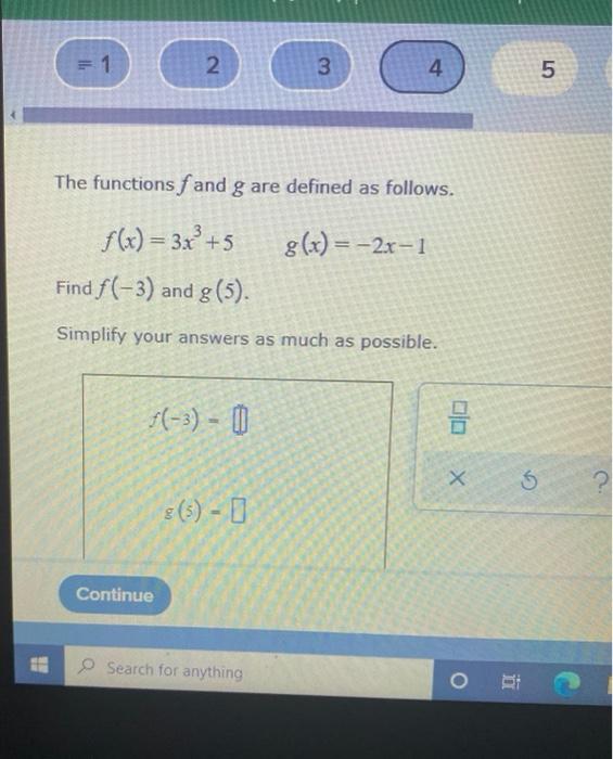 Solved = 1 2 3 4 5 The functions fand g are defined as | Chegg.com