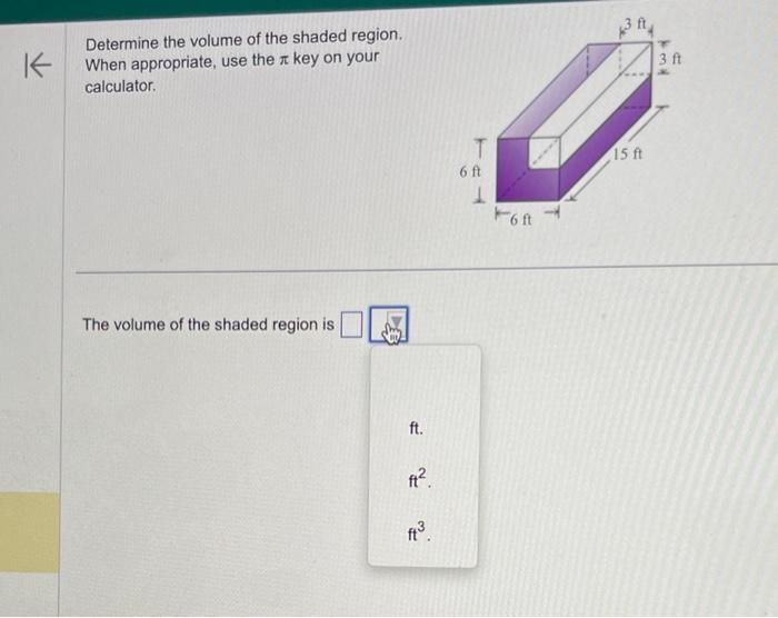 Solved Determine the volume of the shaded region. When | Chegg.com