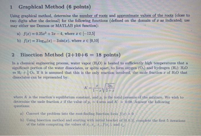 Solved 1 Graphical Method (6 points) Using graphical method, | Chegg.com
