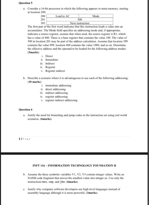 Solved Question 5 a. Consider a 16-bit processor in which | Chegg.com