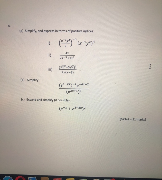 Solved (a) Simplify, and express in terms of positive | Chegg.com
