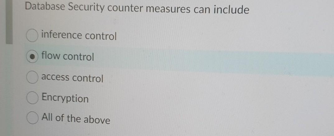 Solved Database Security counter measures can | Chegg.com