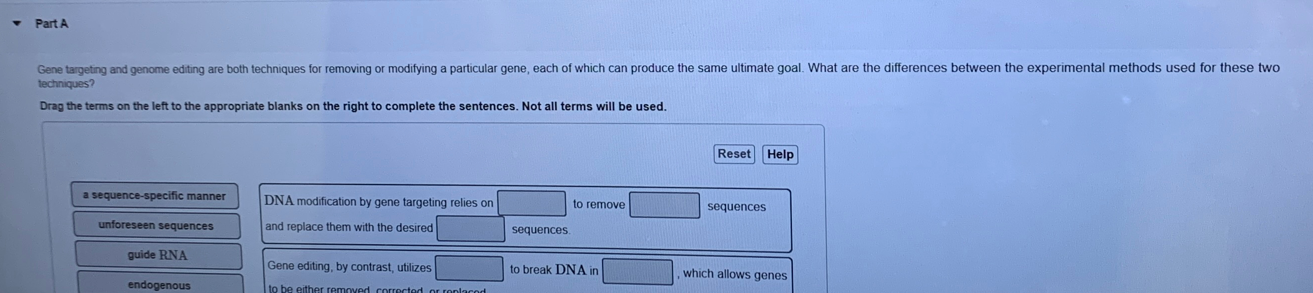 Solved Part AGene targeting and genome editing are both | Chegg.com