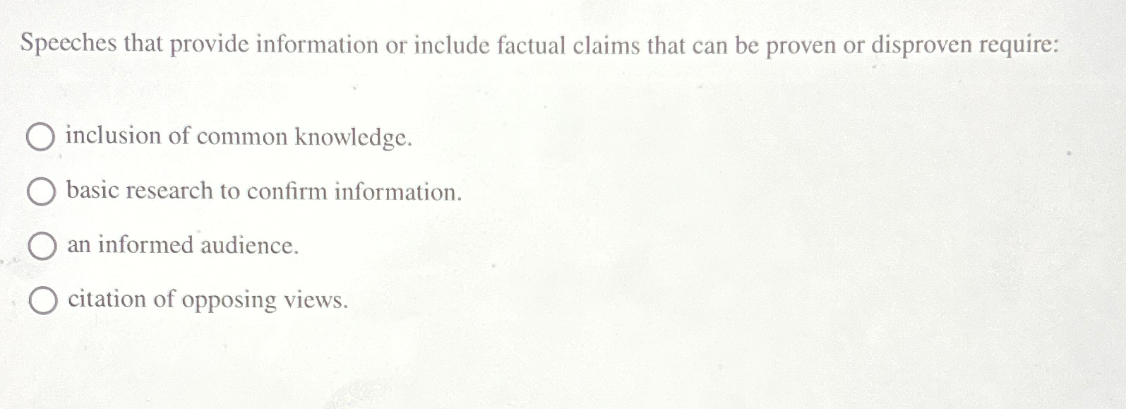 Solved Speeches that provide information or include factual | Chegg.com
