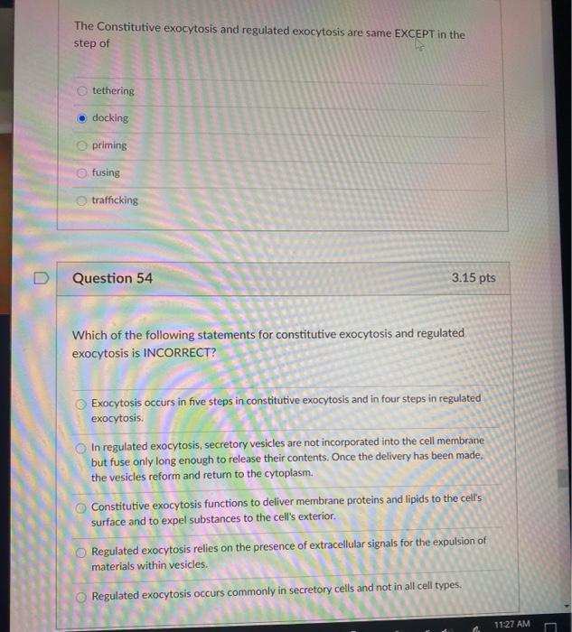 Solved The Constitutive exocytosis and regulated exocytosis | Chegg.com