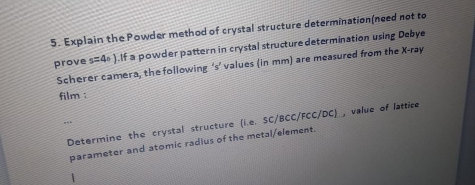 Solved Explain the Powder method of crystal structure | Chegg.com