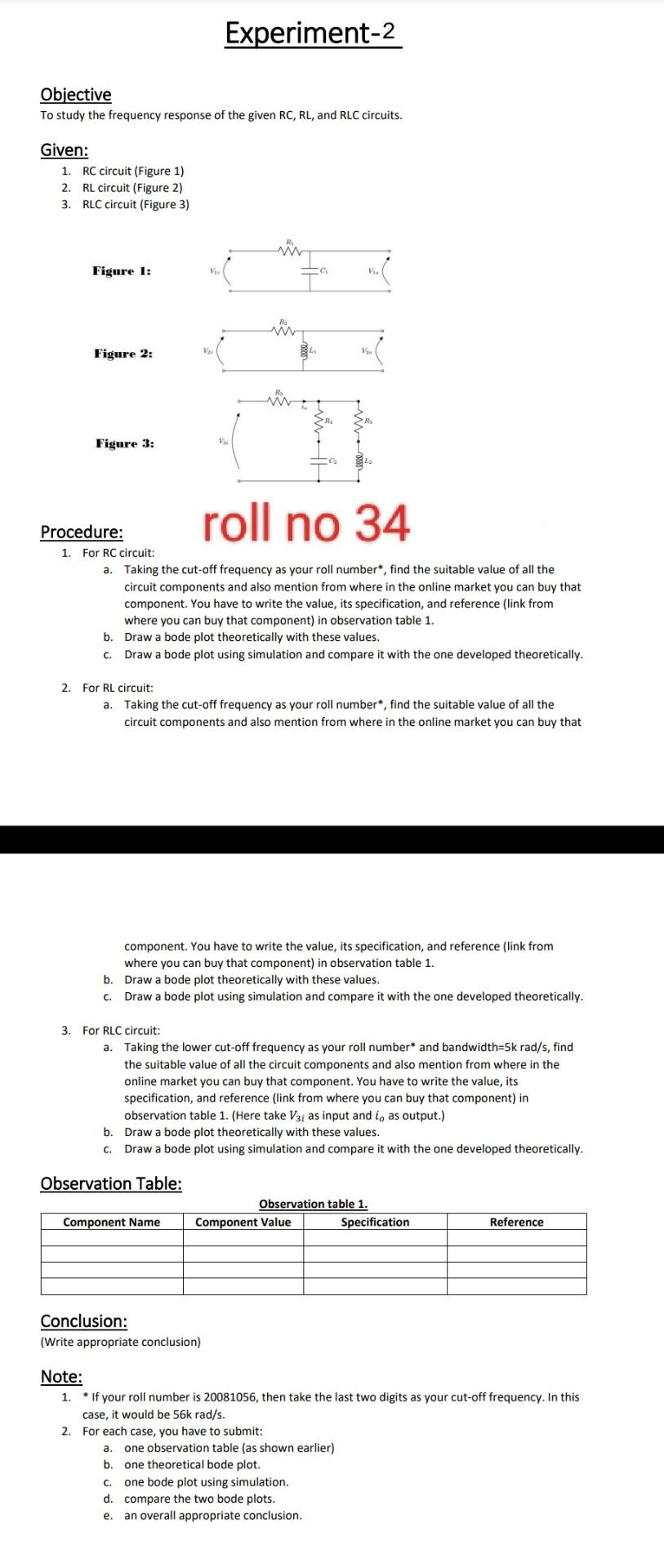 Solved Objective To study the frequency response of the | Chegg.com