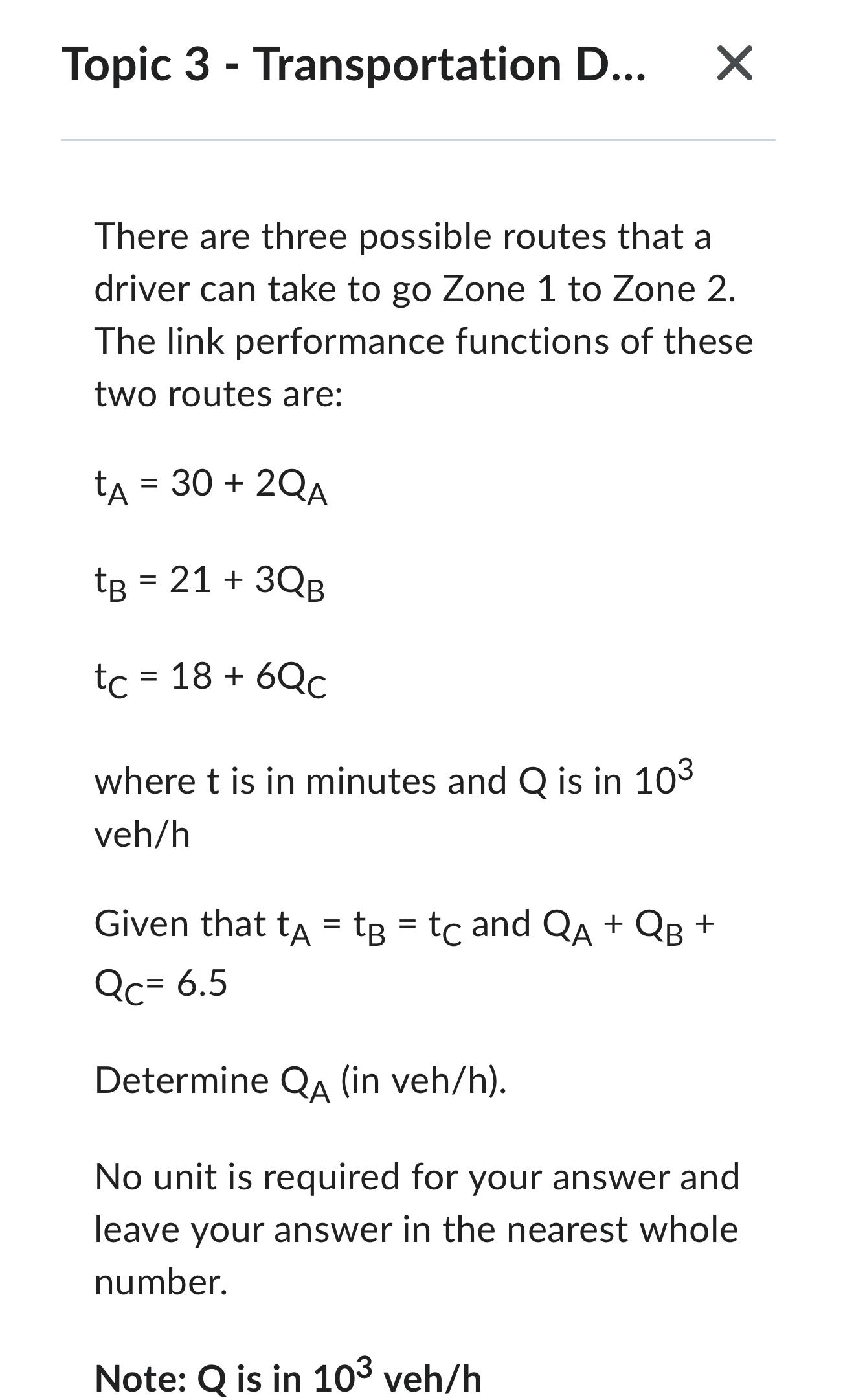 Solved How to solve...Topic 3 - ﻿Transportation D...There | Chegg.com