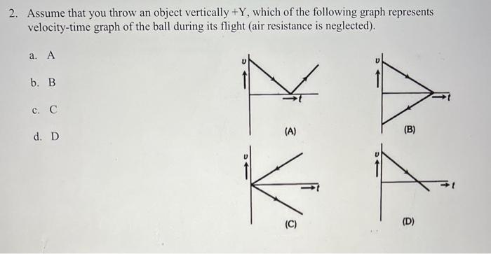 Solved 2. Assume that you throw an object vertically +Y, | Chegg.com