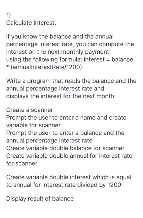 Solved 1) Calculate Interest. If you know the balance and | Chegg.com