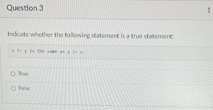 Solved Question 1 Assuming x is 5, y is 6, and z is 8, | Chegg.com