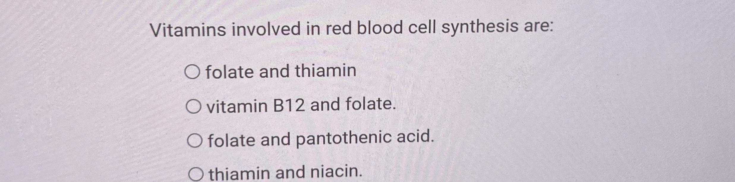 Solved Vitamins involved in red blood cell synthesis | Chegg.com