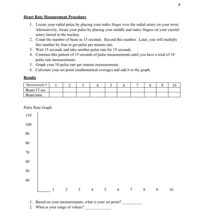 Solved Heart Rate Measurement Procedure 1. Locate your | Chegg.com
