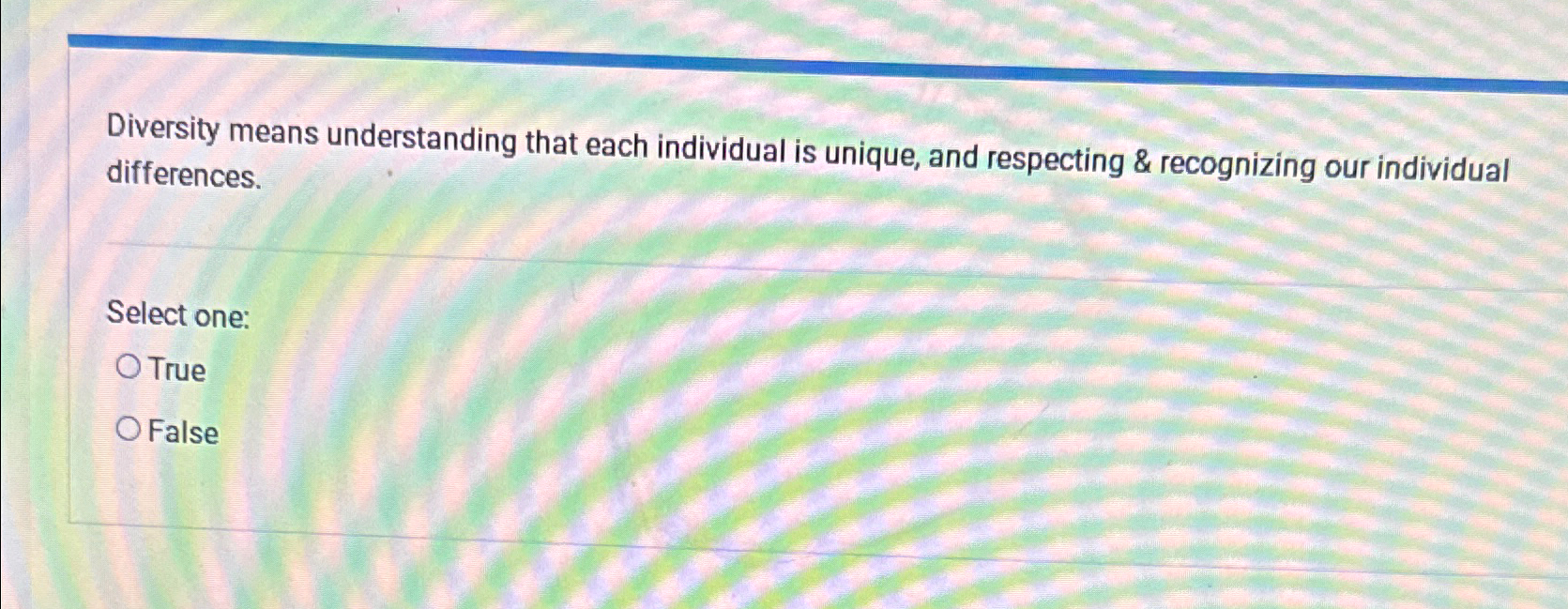 Solved Diversity means understanding that each individual is | Chegg.com
