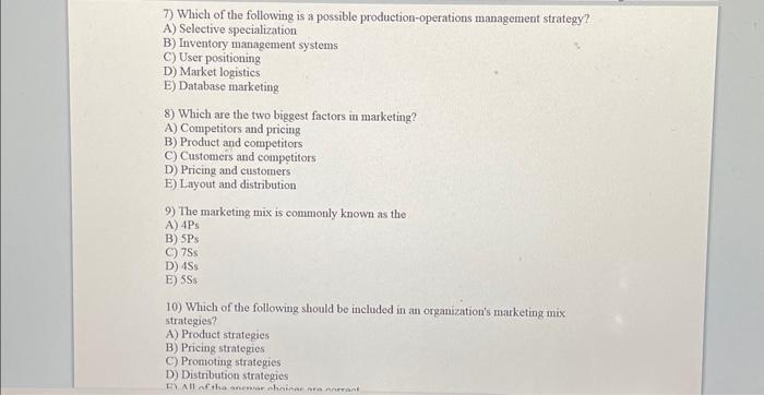 Solved 7) Which of the following is a possible | Chegg.com