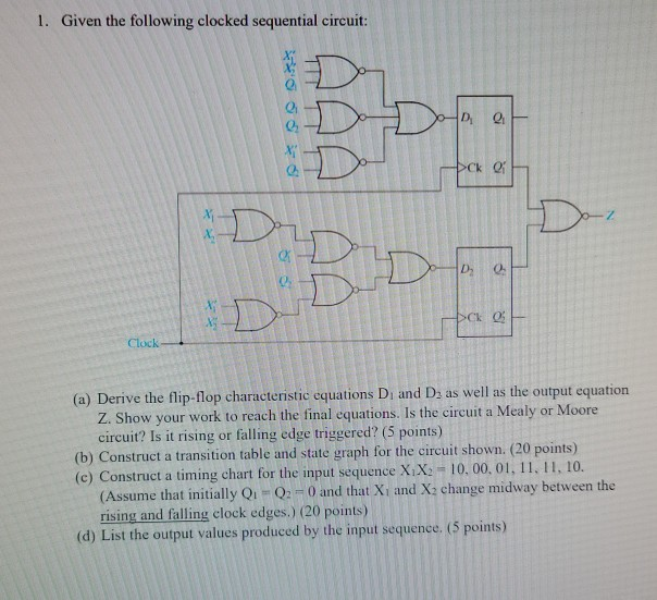 Solved 1. Given the following clocked sequential circuit D | Chegg.com