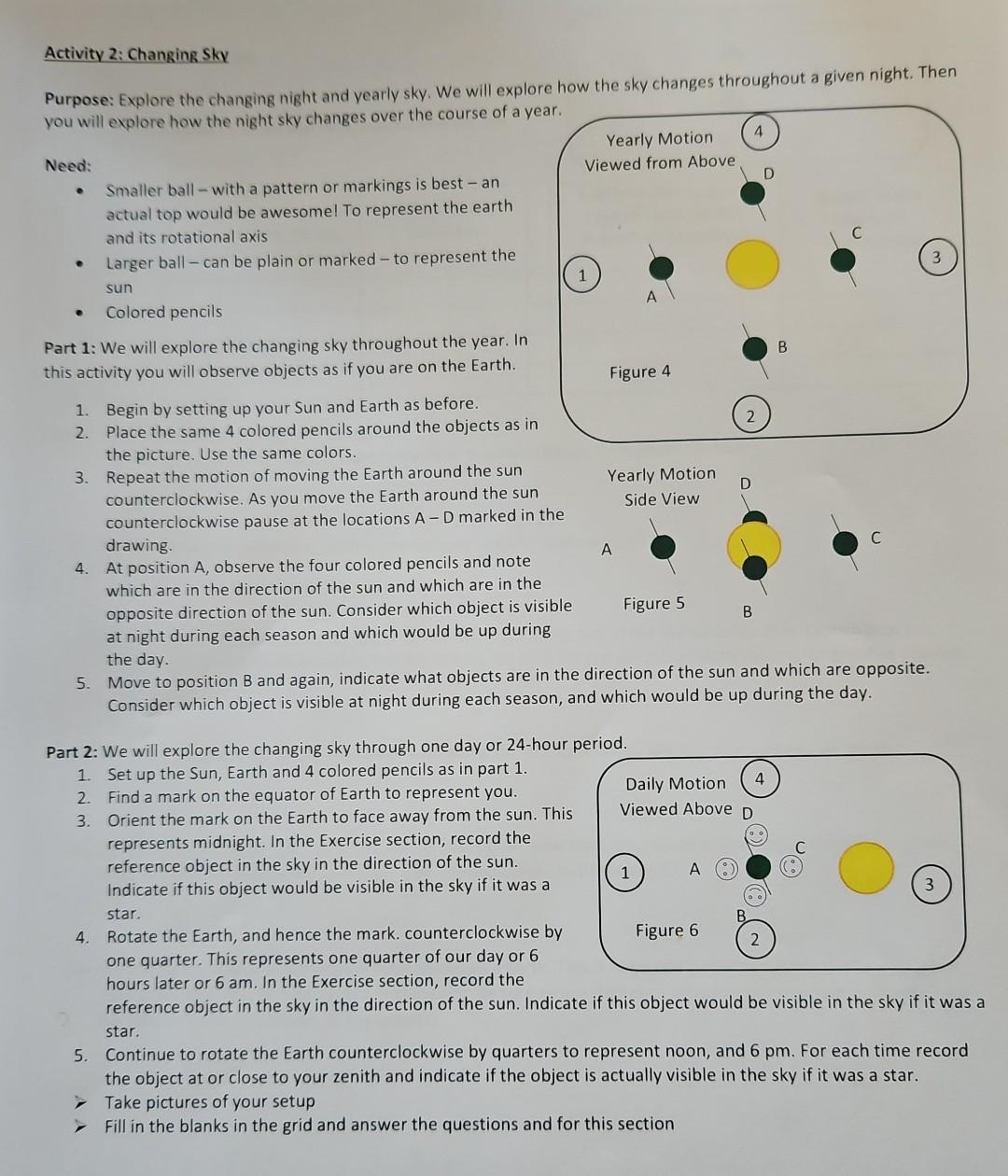 Activity 2: Changing Sky Purpose: Explore the | Chegg.com