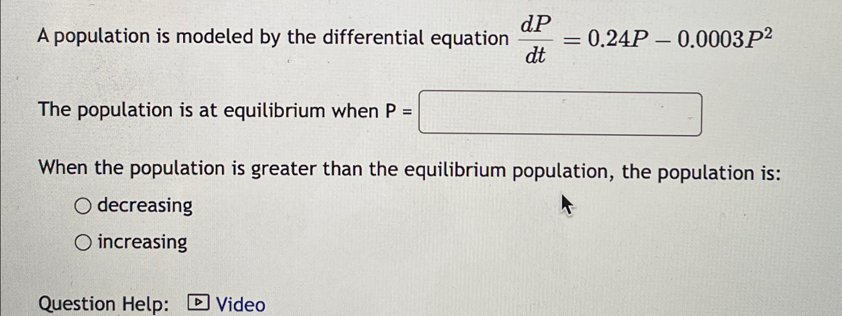 Solved A population is modeled by the differential equation | Chegg.com