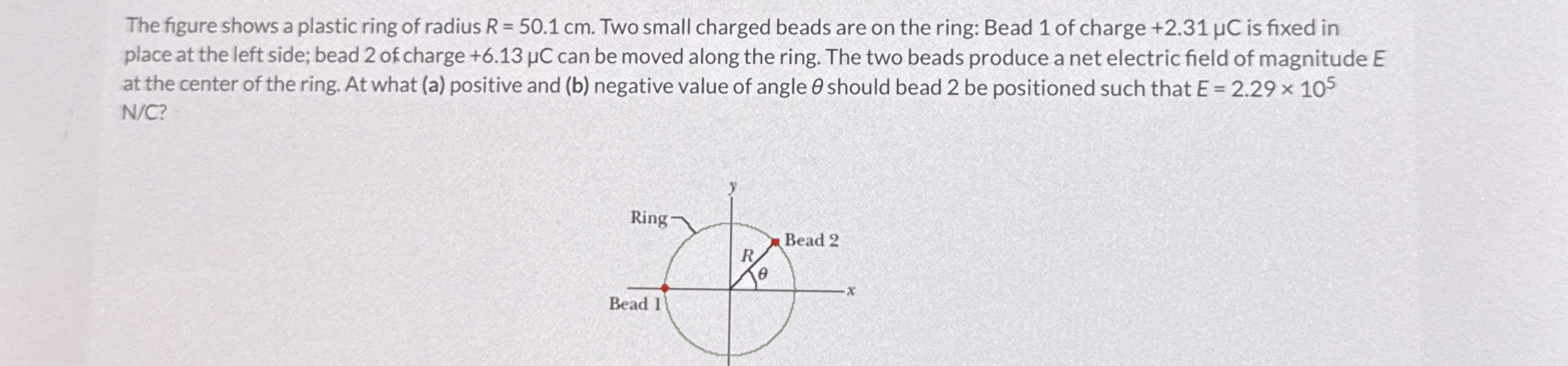 Solved The figure shows a plastic ring of radius R=50.1cm. | Chegg.com