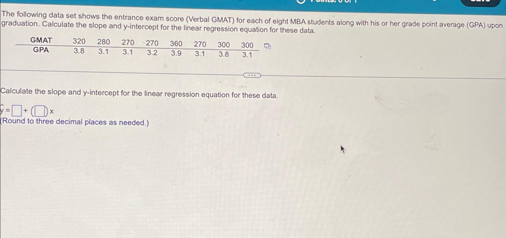 Solved The following data set shows the entrance exam score | Chegg.com