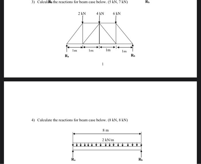 Solved 3) Calcul.Ra the reactions for beam case below. (5 | Chegg.com