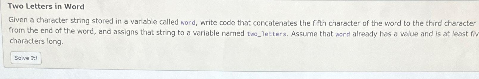 Solved Two Letters in WordGiven a character string stored in | Chegg.com