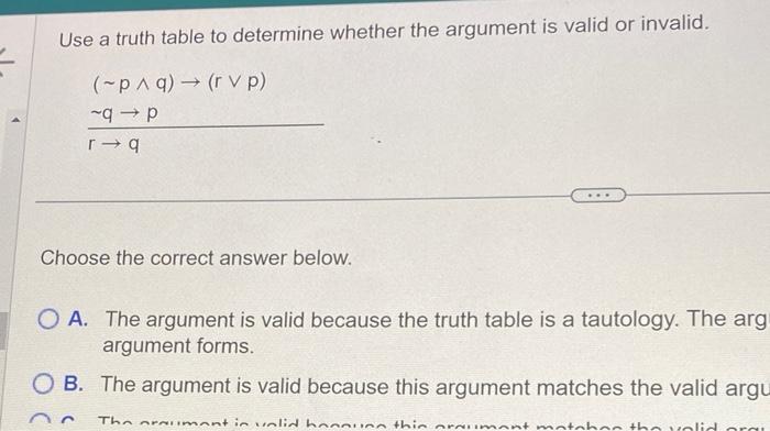 Solved Use a truth table to determine whether the argument | Chegg.com