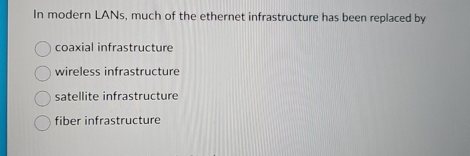 Solved In modern LANs, much of the ethernet infrastructure | Chegg.com