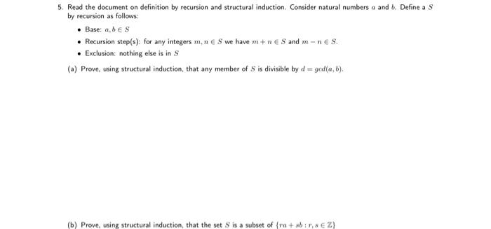 Solved 5. Read the document on definition by recursion and | Chegg.com