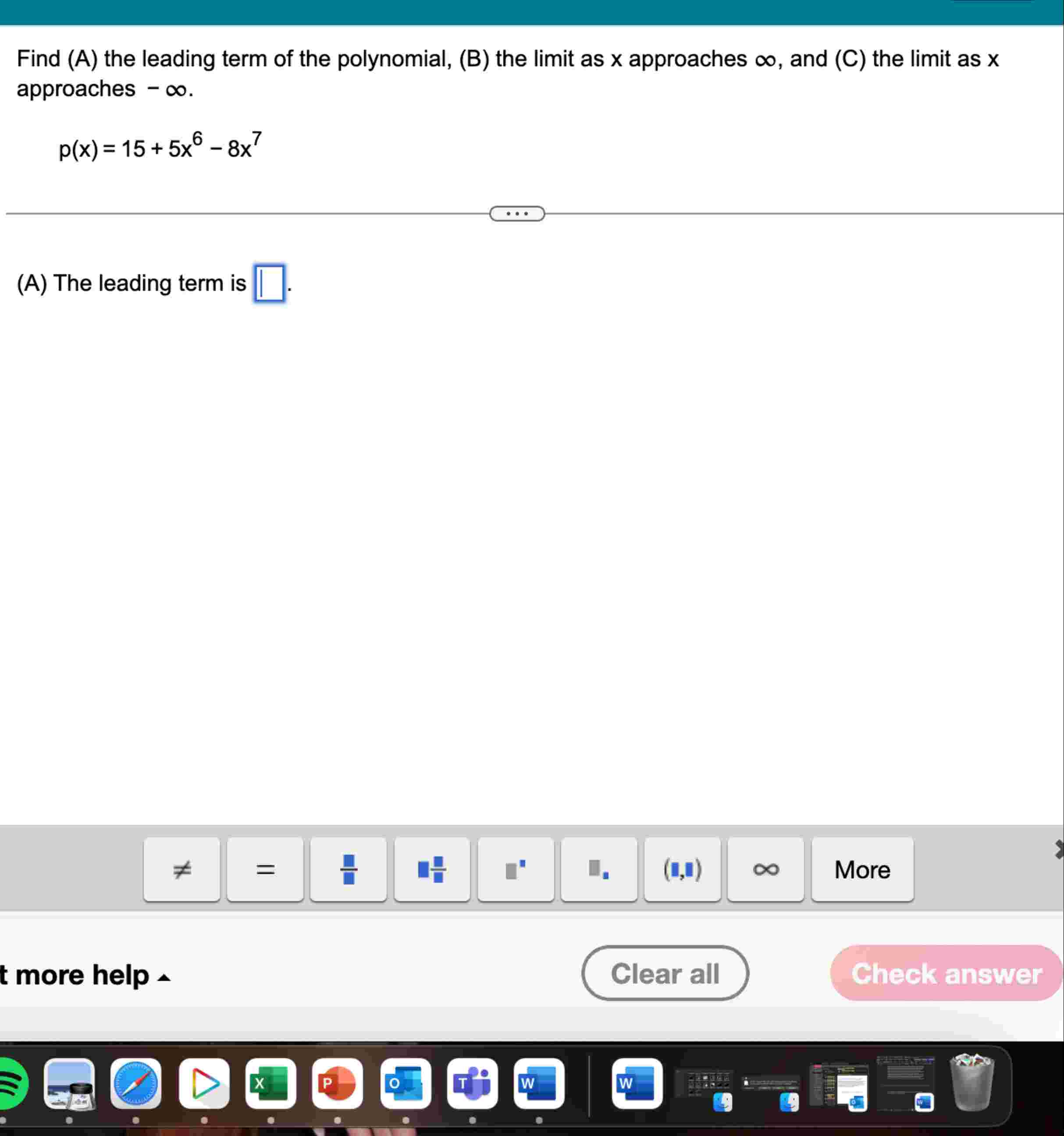 Solved Find (A) ﻿the leading term of ﻿the polynomial, (B) | Chegg.com