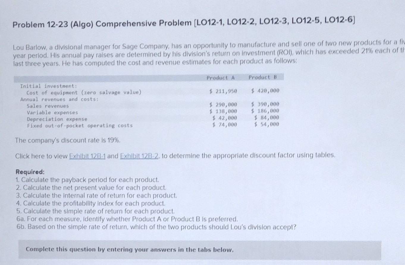 Solved S Problem 12-23 (Algo) Comprehensive Problem [LO12-1, | Chegg.com