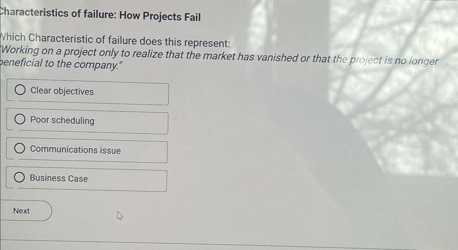 Solved Characteristics of failure: How Projects FailWhich | Chegg.com