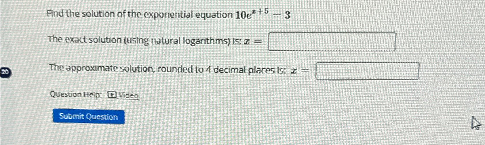 Solved Find the solution of the exponential equation | Chegg.com