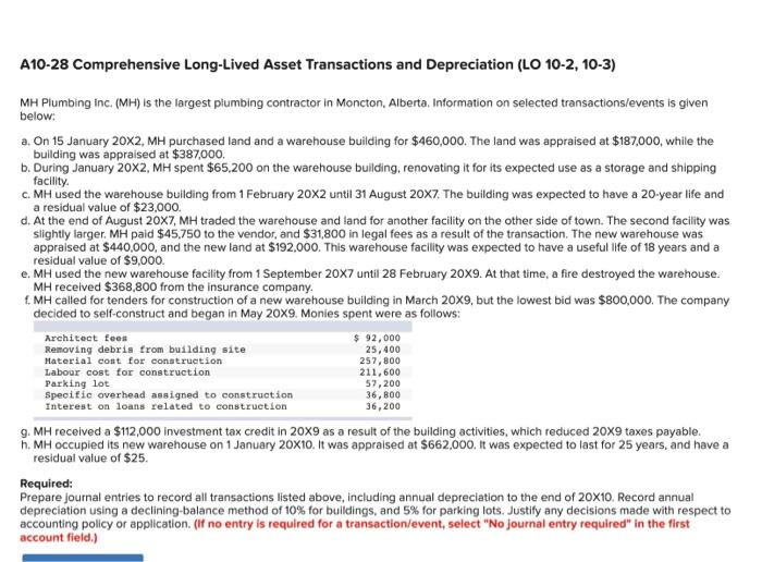 Solved Record the land purchased and a warehouse building | Chegg.com