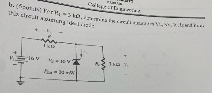 Solved this circuit assu RL=3kΩ, determine the circuit | Chegg.com