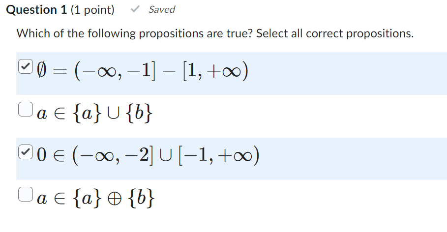 Solved Question 1 (1 ﻿point) ﻿SavedWhich of the following | Chegg.com