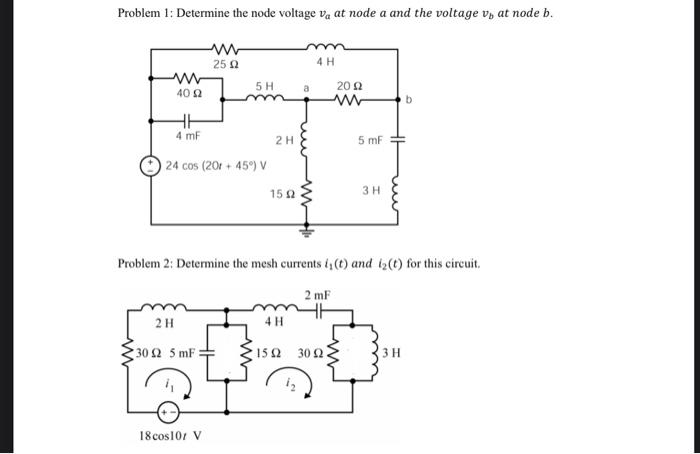 Solved Problem 1: Determine the node voltage va at node a | Chegg.com
