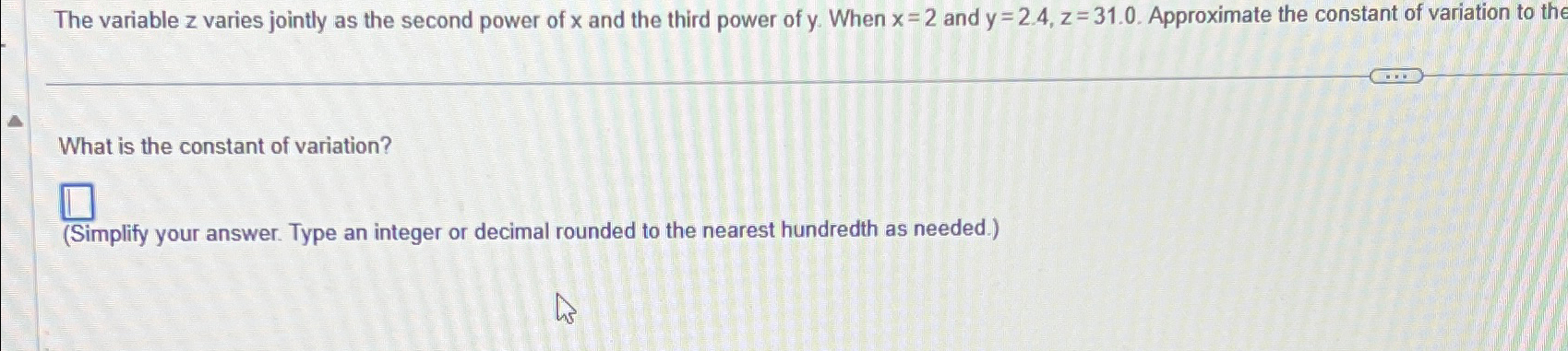 Solved The variable z ﻿varies jointly as the second power of | Chegg.com