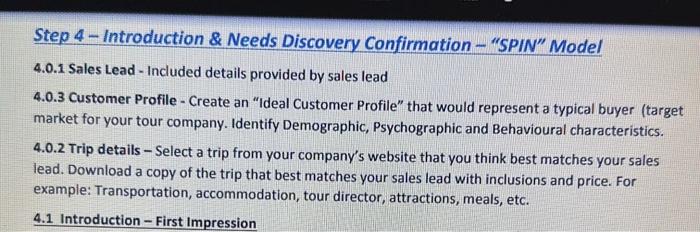 Step 4 - Introduction \& Needs Discovery Confirmation | Chegg.com